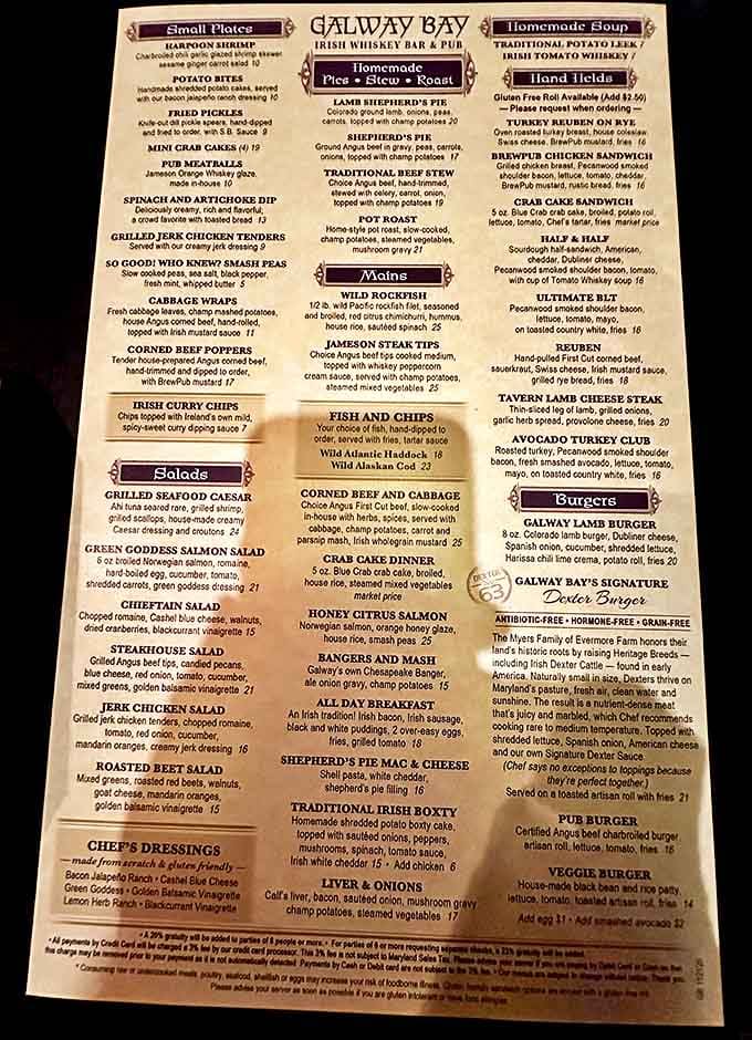 A menu that reads like a love letter to Ireland&mdash;where deciding between Shepherd's Pie and Corned Beef becomes life's most delicious dilemma.