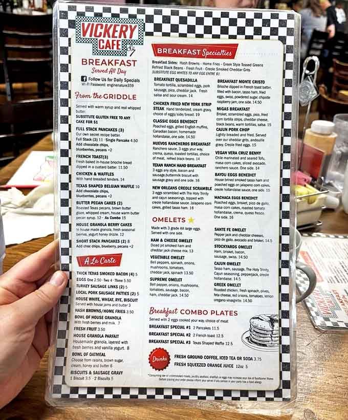 This menu isn't just a list of food—it's a roadmap to happiness with "Breakfast Served All Day" being the ultimate destination.