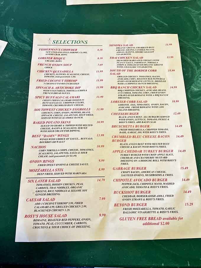 The menu reads like a love letter to comfort food classics, each with its own special twist that makes decision-making deliciously difficult.