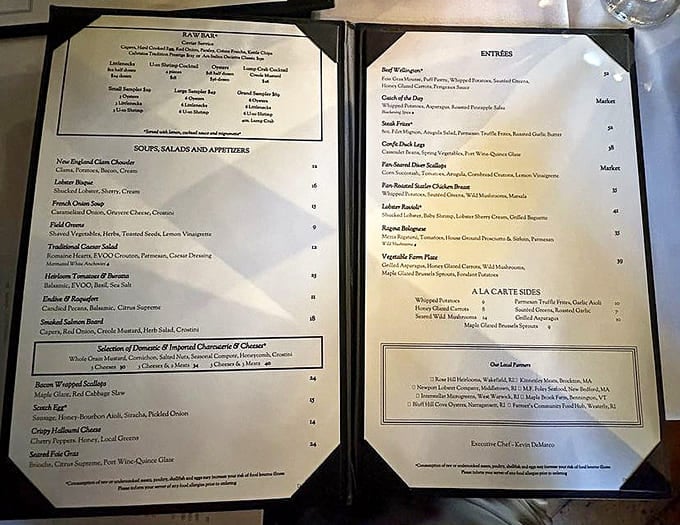 Not your typical bar menu! These offerings would make Benjamin Franklin put down his kite and pick up a fork.