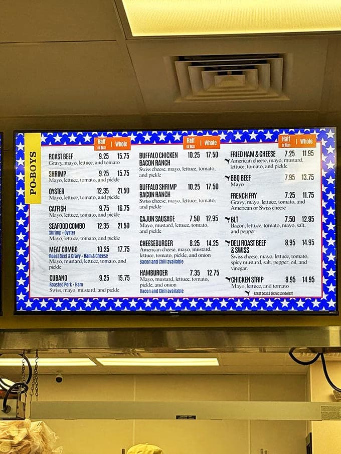 The menu board tells you everything you need to know&mdash;this place isn't about fancy descriptions, just legendary po'boys.