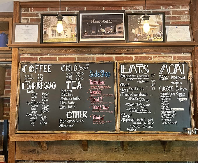 The handwritten menu board&mdash;a refreshing analog experience in our digital world&mdash;showcases everything from classic brews to creative concoctions that'll make your taste buds do a happy dance.