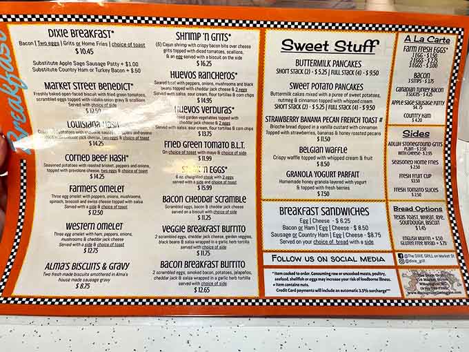 This menu is like a roadmap to happiness. The Market Street Benedict alone is worth canceling all your afternoon plans for.