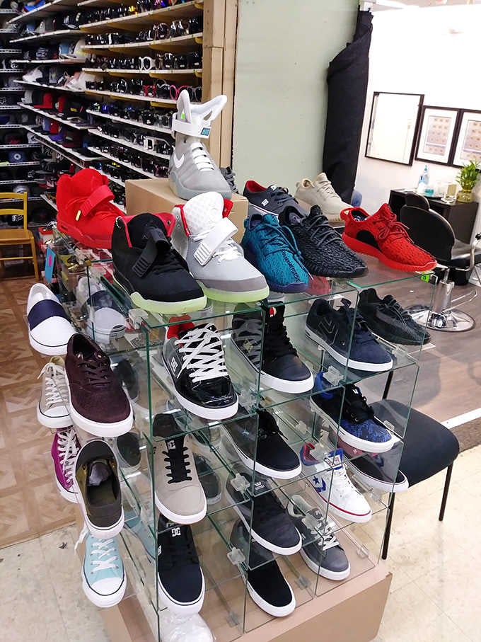 Sneakerheads, rejoice! This display case houses more potential outfit completers than my closet has seen in decades.