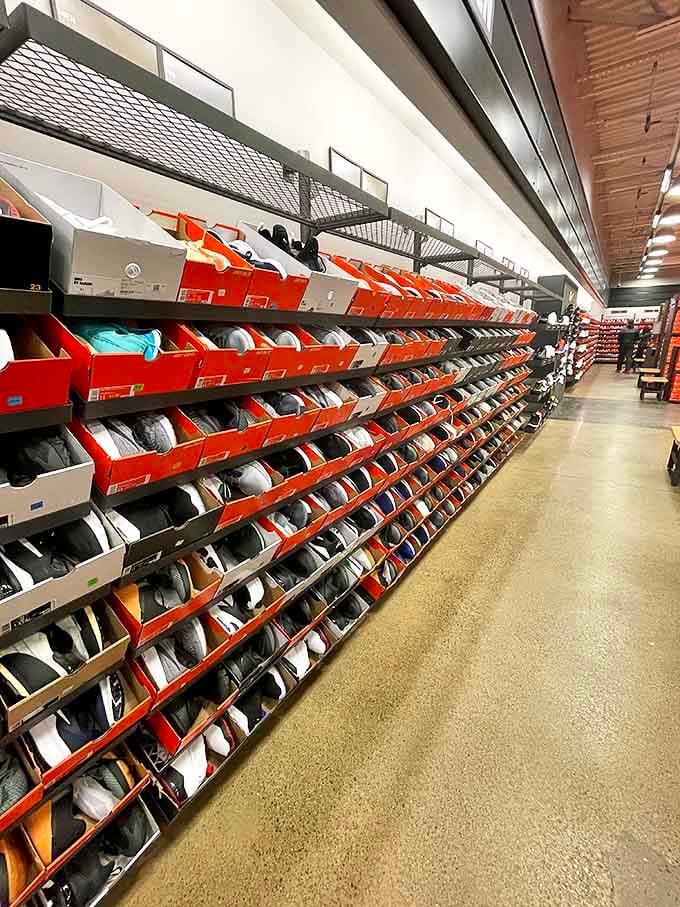 Sneaker heaven stretches as far as the eye can see. Even non-athletes might find themselves contemplating a sudden interest in sports.