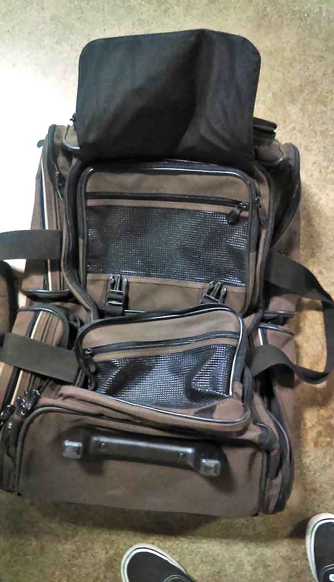 That fishing backpack might have summoned trout in Olympic National Park before landing here, awaiting its next adventure.