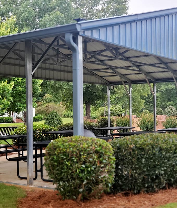 A peaceful pavilion offers respite from Georgia's famous summer heat &ndash; the perfect spot for picnics and people-watching.