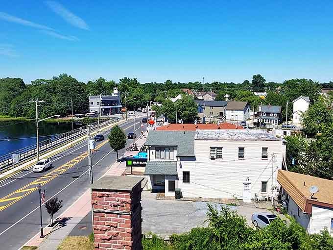 Main Street meets waterway in this quintessential coastal town view. The road might lead somewhere, but the water beckons you to nowhere in particular.