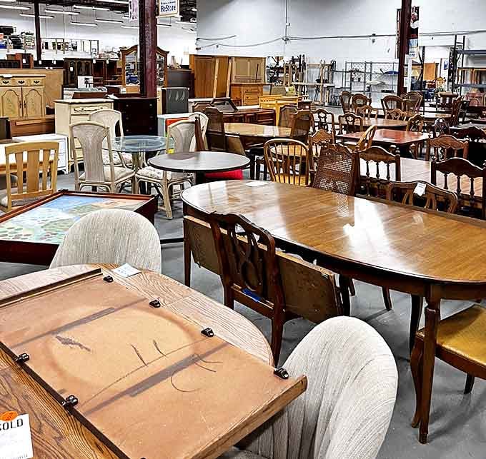 Dining table heaven awaits! Enough solid wood craftsmanship to make your grandmother nod approvingly while whispering, "They don't make 'em like this anymore."