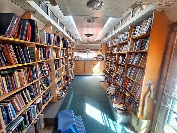 This narrow passageway of books isn't just a hallway&mdash;it's a literary wormhole transporting you through genres, decades, and worlds.