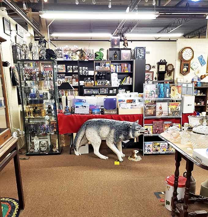 Where else can you find board games, vintage books, and a life-sized wolf all in one shopping trip?
