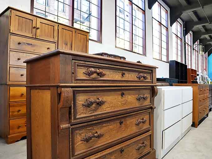 Solid wood craftsmanship from an era when furniture was built to outlast its owners &ndash; these drawers have stories to tell.