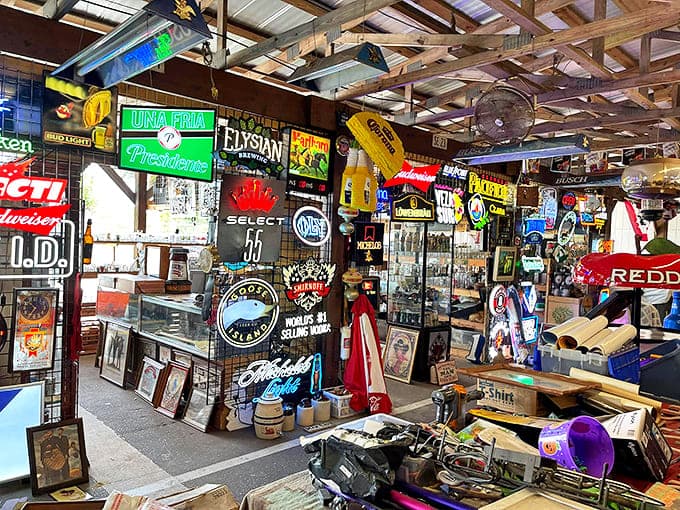Neon beer signs, vintage collectibles, and memories for sale. This vendor's stall is like a time capsule where nostalgia comes with a price tag&mdash;usually negotiable.
