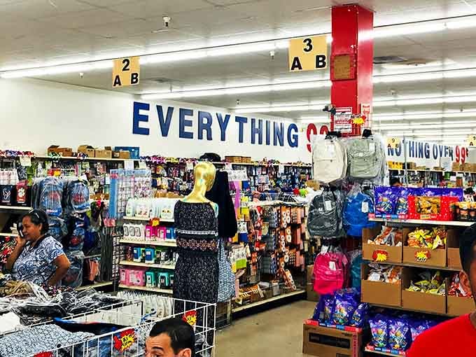 "EVERYTHING 99&cent;" isn't just a sign&mdash;it's a battle cry for budget warriors navigating aisles of affordable abundance.