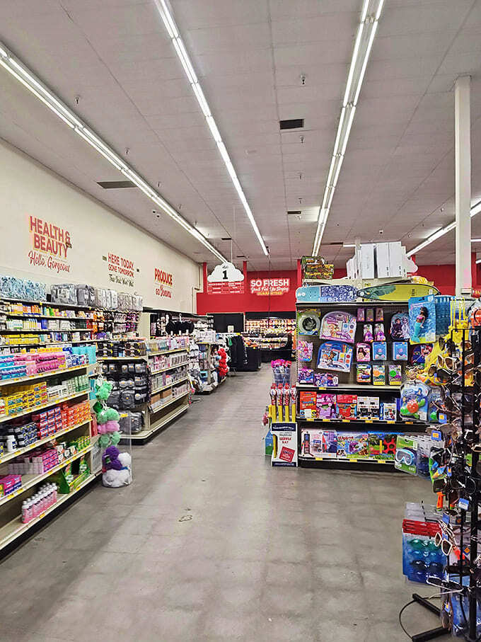 Wide aisles and bright lighting create a treasure-hunting atmosphere where unexpected deals lurk around every corner.
