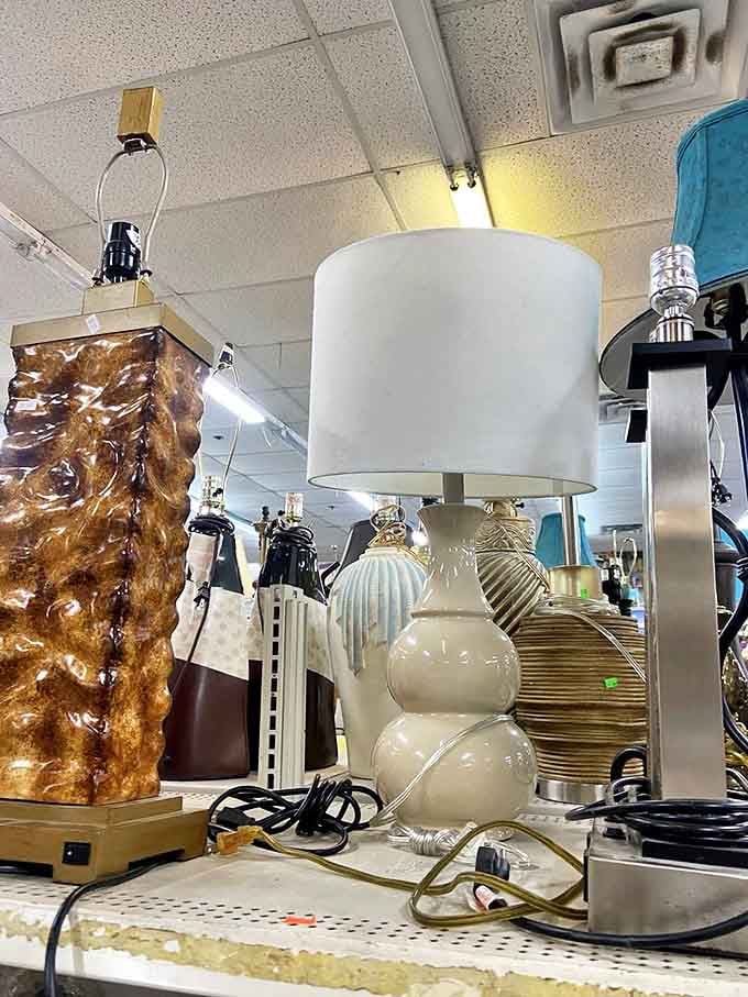Lamp shopping here is illuminating in every sense. That stacked ceramic beauty could be tomorrow's conversation piece in your living room.