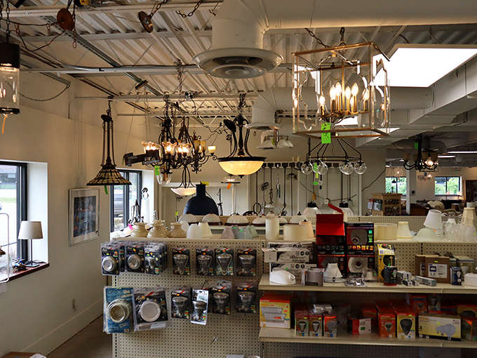 Chandelier heaven! Where else can you find lighting options ranging from "elegant dinner party" to "1970s disco inferno" all under one roof?