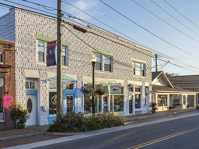 This isn't some cookie-cutter tourist trap&mdash;it's a real town with character. The white building with blue trim houses treasures that big-box stores could never match.