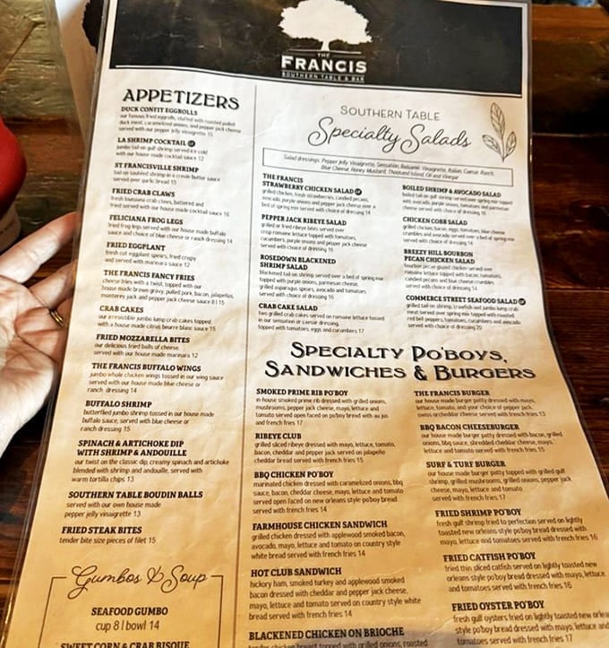 The menu reads like a love letter to Louisiana cuisine, with each description promising flavors that dance across your palate.