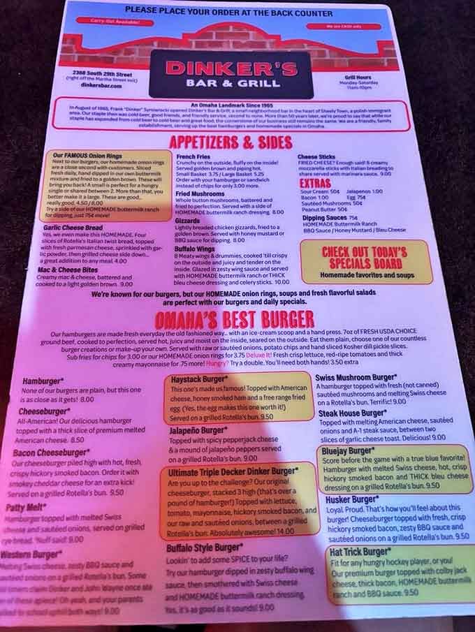 This menu isn't just a list of options; it's a roadmap to burger paradise with each description promising a different journey for your taste buds.