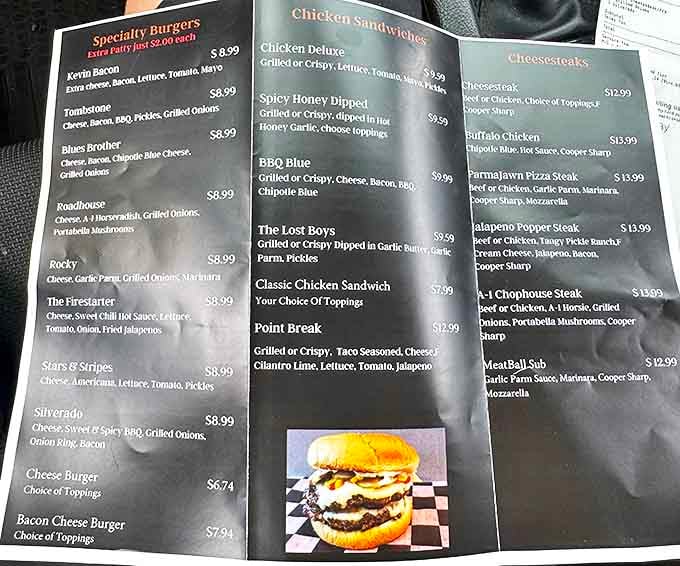 This menu isn't just a list of options&mdash;it's a roadmap to happiness with clever names like "Kevin Bacon" and "Blues Brother" tempting your taste buds.