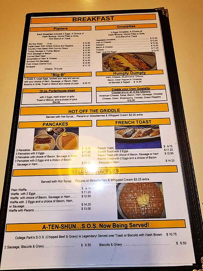 The menu reads like a love letter to breakfast classics—no molecular gastronomy, just honest food that satisfies the soul.