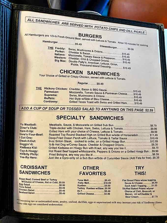 This menu reads like a love letter to American classics &ndash; each option promising the kind of satisfaction that only honest, unpretentious food can deliver.