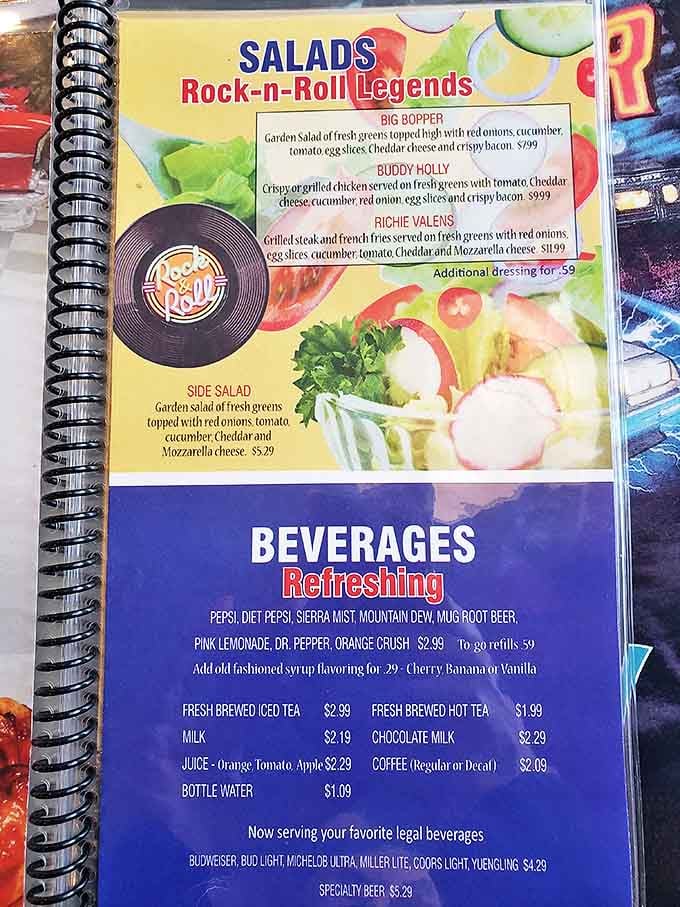 When your salads are named after rock legends, you know you're not at some soulless chain restaurant. The Big Bopper would approve.