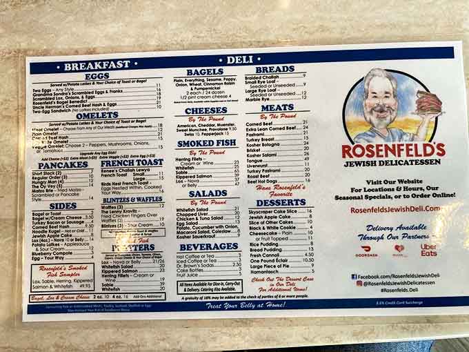 This menu isn't just a list of food &ndash; it's a roadmap to happiness, with every Jewish deli classic represented and ready to transport you to flavor town.
