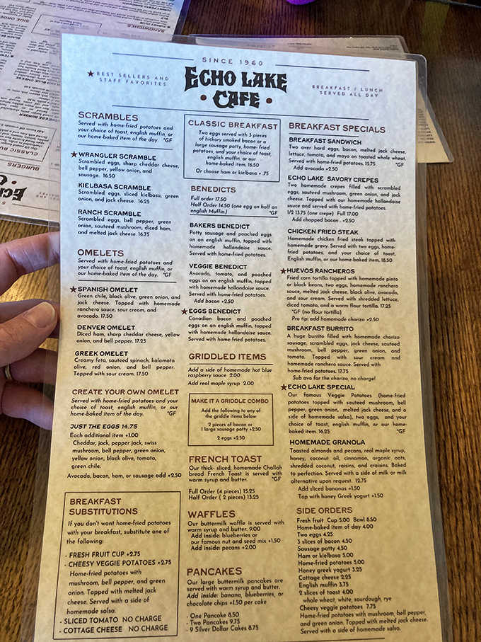 A menu that reads like a love letter to breakfast, where every option promises the kind of satisfaction that lingers well past lunchtime.