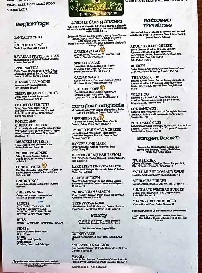 A menu of possibilities that reads like a fantasy novel where every choice leads to a happy ending. The shepherd's pie isn't just a meal&mdash;it's a destination.