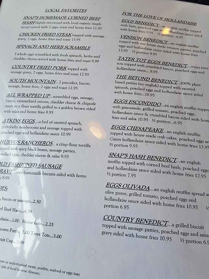 A menu that reads like a love letter to breakfast classics &ndash; where Benedict variations get their own special section and "Local Favorites" truly are.