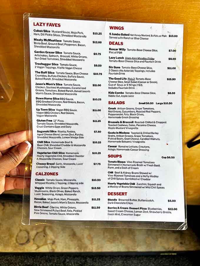The menu reads like a love letter to pizza creativity &ndash; from Cuban-inspired slices to vegan options, all at prices that feel like a clerical error.
