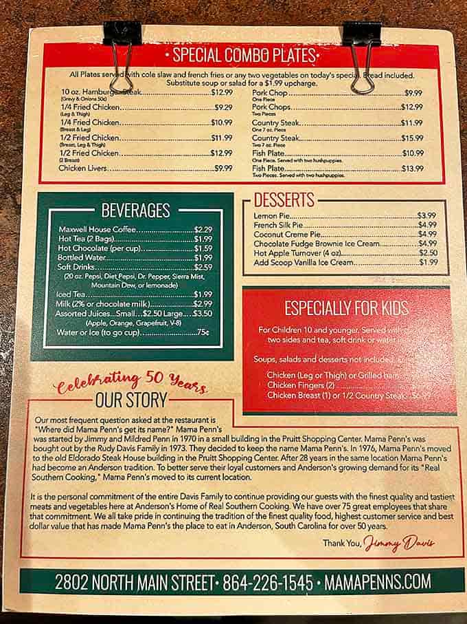 The menu tells the whole story &ndash; hearty portions, classic combinations, and prices that won't send you reaching for smelling salts.