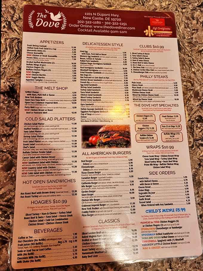 A menu so extensive it could double as light reading material. From breakfast classics to "The Melt Shop" specialties, decision paralysis never tasted so good.