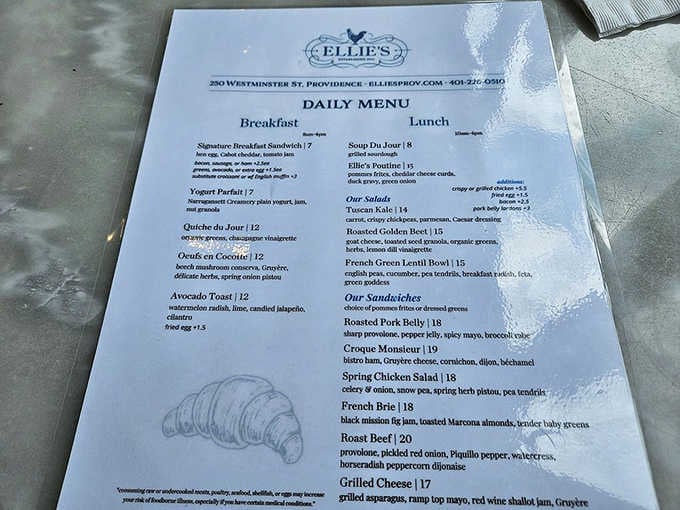 The menu reads like a love letter to European caf&eacute; culture&mdash;breakfast sandwiches, quiches, and croissants that make decision-making deliciously difficult.