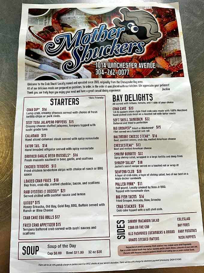 This menu isn't just a list&mdash;it's a treasure map. X marks the spot where Gator Tail meets Sexy Tuna Jalape&ntilde;o Poppers in delicious harmony.