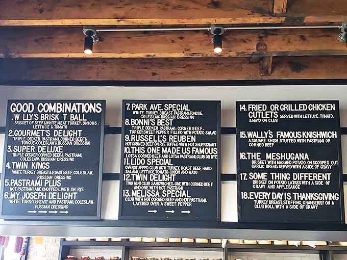 The menu board reads like a love letter to Jewish deli classics &ndash; each sandwich name promising a different path to culinary bliss.