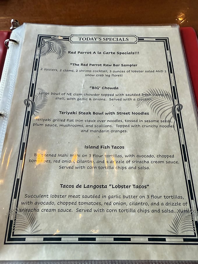 The specials menu reads like a love letter to the ocean&mdash;each description promising a maritime romance your taste buds won't forget.