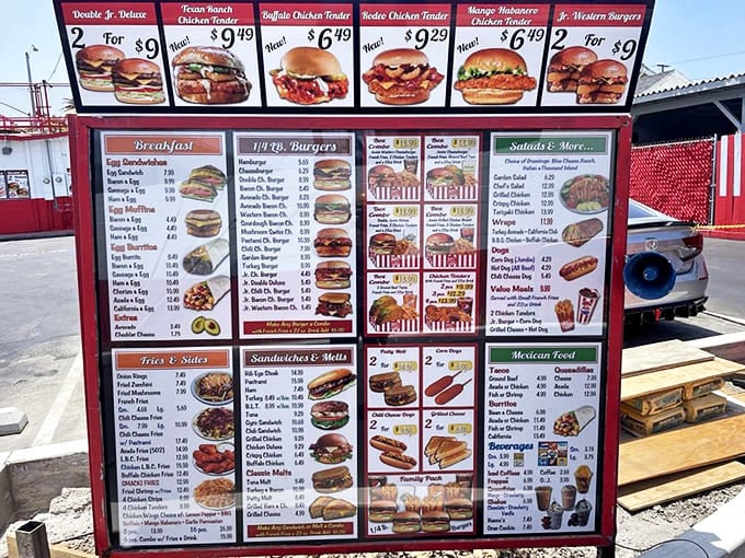 The expansive menu board is a masterpiece of possibility &ndash; breakfast, burgers, Mexican food, and shakes all competing for your stomach's attention.