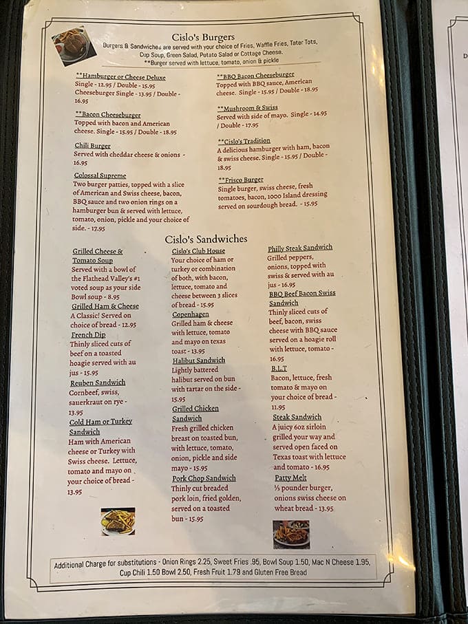 The menu reads like a love letter to American comfort food classics, with burgers and sandwiches that have stood the test of time.