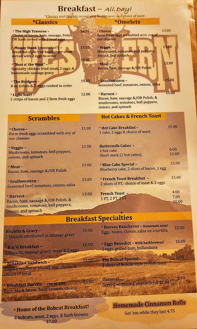 Breakfast all day? Now that's my love language. The Western's menu reads like a comfort food manifesto with classics that would make your grandmother proud.