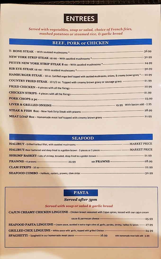 This menu reads like a love letter to comfort food classics. No molecular gastronomy, just honest-to-goodness sustenance.