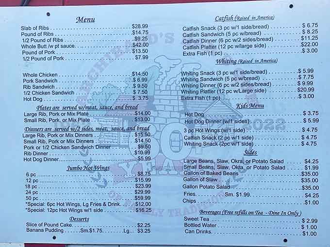 A menu that doesn't need fancy fonts or flowery descriptions. When your barbecue speaks this loudly, you don't need marketing gimmicks.