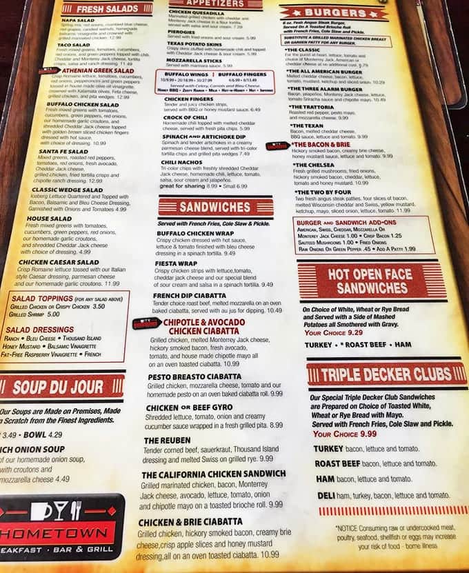 The menu reads like a love letter to American classics&mdash;each section promising its own delicious adventure.