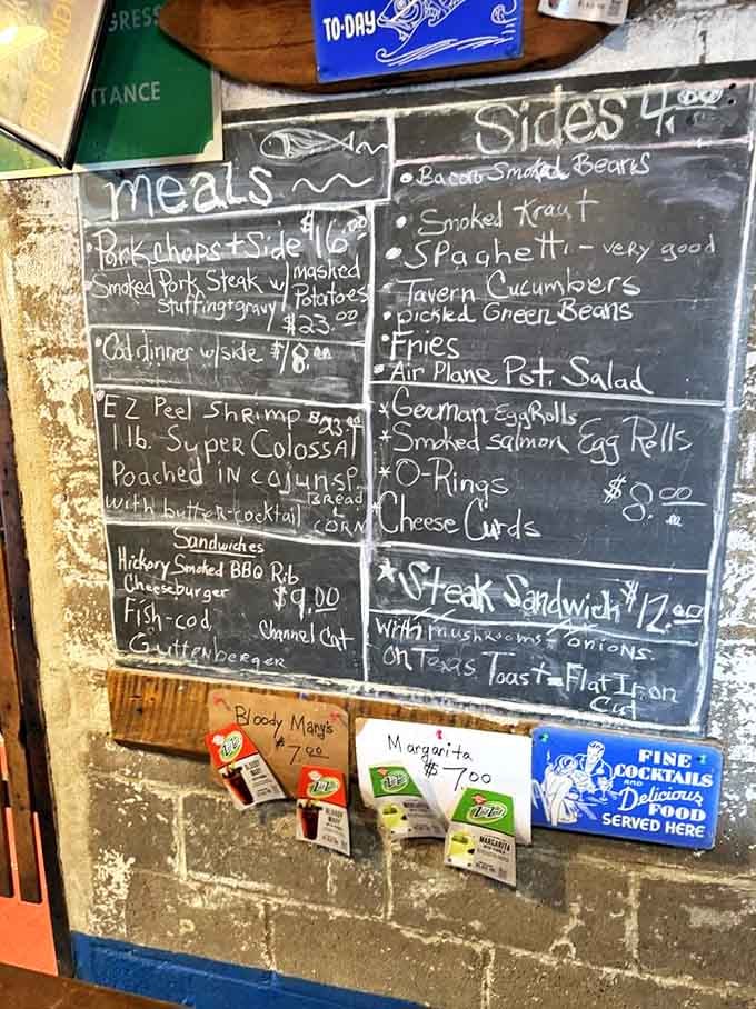 The chalkboard menu tells you everything you need to know: this place isn't about fancy descriptions, just honest food with prices that won't sink your wallet.