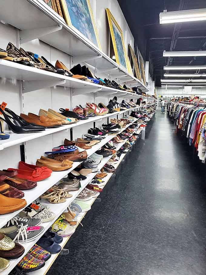 The shoe section rivals Imelda Marcos' closet, with footwear telling tales of dance floors, board rooms, and everywhere in between. Your next favorite pair is hiding here.