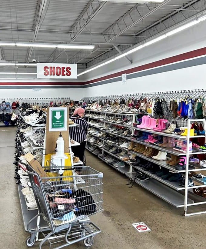 The shoe section: where Cinderella could have found her glass slipper without needing a fairy godmother or royal budget.