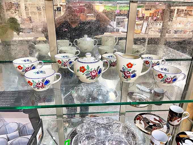 Grandma's china has nothing on this collection. Vintage teacups and saucers wait patiently for their next dinner party debut or starring role in your eclectic display.