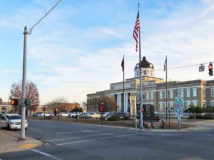 Bastrop's courthouse stands like a dignified Southern gentleman watching over his town. That clock tower has seen some stories!